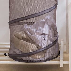 Collapsible Mesh Popup Laundry Hamper Foldable Dirty Clothes Basket Pop-Up Collapsible Mesh Laundry Hamper Great Storage Bag For College Dorm Bedroom RV Travel