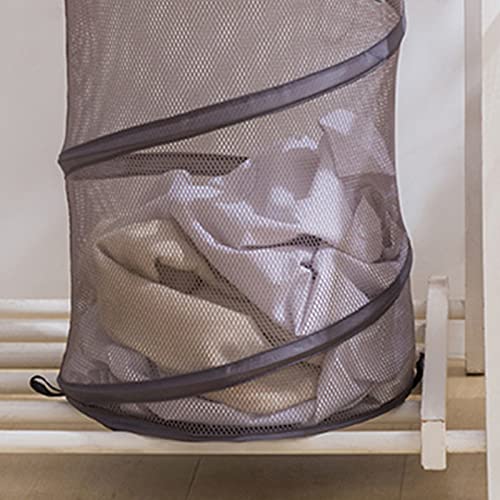 Collapsible Mesh Popup Laundry Hamper Foldable Dirty Clothes Basket Pop-Up Collapsible Mesh Laundry Hamper Great Storage Bag For College Dorm Bedroom RV Travel