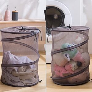 Collapsible Mesh Popup Laundry Hamper Foldable Dirty Clothes Basket Pop-Up Collapsible Mesh Laundry Hamper Great Storage Bag For College Dorm Bedroom RV Travel