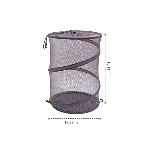 Collapsible Mesh Popup Laundry Hamper Foldable Dirty Clothes Basket Pop-Up Collapsible Mesh Laundry Hamper Great Storage Bag For College Dorm Bedroom RV Travel