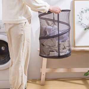 Collapsible Mesh Popup Laundry Hamper Foldable Dirty Clothes Basket Pop-Up Collapsible Mesh Laundry Hamper Great Storage Bag For College Dorm Bedroom RV Travel