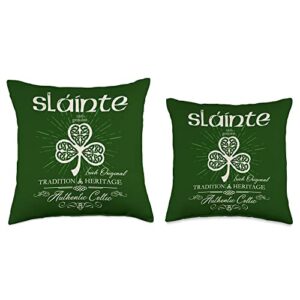 Lucky Slainte Celtic Knot Shamrock Streetwear Sláinte Celtic Knot Shamrock St. Patrick's Day Throw Pillow, 16x16, Multicolor