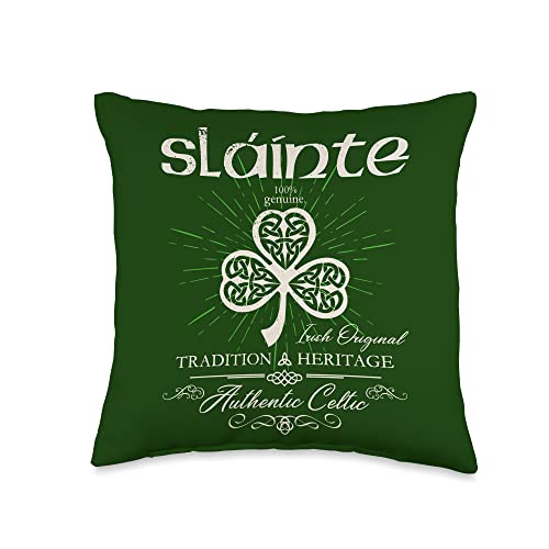 Lucky Slainte Celtic Knot Shamrock Streetwear Sláinte Celtic Knot Shamrock St. Patrick's Day Throw Pillow, 16x16, Multicolor