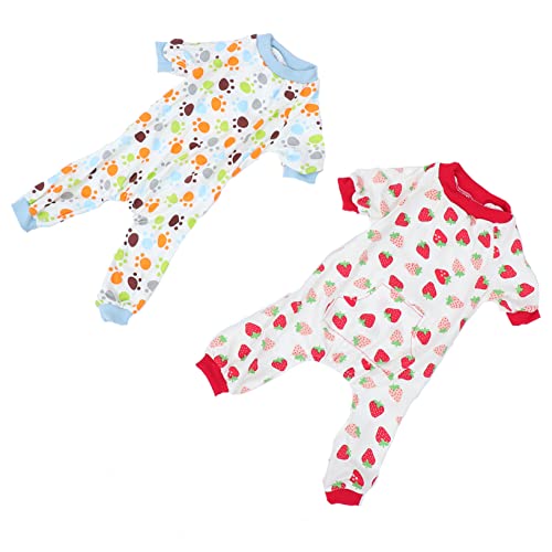 LIFKICH 2pcs Lovely Pet Night Nightdress Dogs XL Clothes Pajamas Jammies Bodysuits Rompers Shirts Sleepwear Puppy Coat Wear Comfortable Nightclothes Jumsuit Costume Paw Printed Household