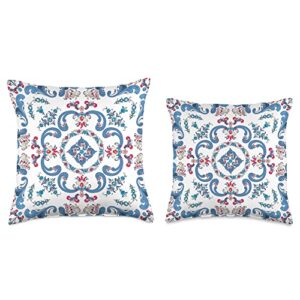 Eventyr Rosemaling Tees Scandinavian Norwegian Rosemaling Throw Pillow, 16x16, Multicolor