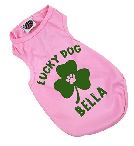 Lucky Dog Personalized Dog Shirt, Cute St. Patrick's Day Dog Shirt, Green Clover St. Patty's Day Shirt for Dogs, St. Patrick's Day Shirt for Dogs, Clothes for Pets (L 15-20 lbs)