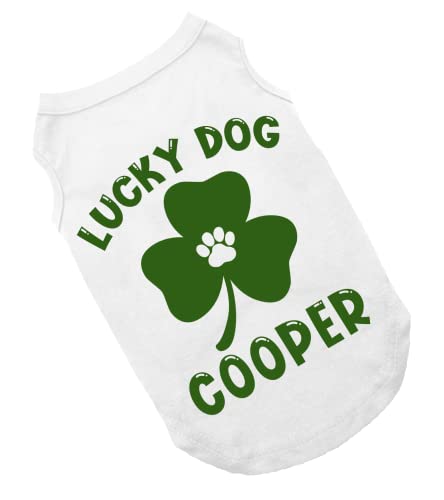 Lucky Dog Personalized Dog Shirt, Cute St. Patrick's Day Dog Shirt, Green Clover St. Patty's Day Shirt for Dogs, St. Patrick's Day Shirt for Dogs, Clothes for Pets (L 15-20 lbs)