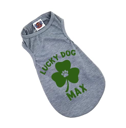 Lucky Dog Personalized Dog Shirt, Cute St. Patrick's Day Dog Shirt, Green Clover St. Patty's Day Shirt for Dogs, St. Patrick's Day Shirt for Dogs, Clothes for Pets (L 15-20 lbs)