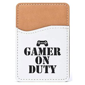 distinctink adhesive phone wallet / card holder – universal vegan leather credit card id adhesive sleeve, travel light with essential items - gamer on duty video games