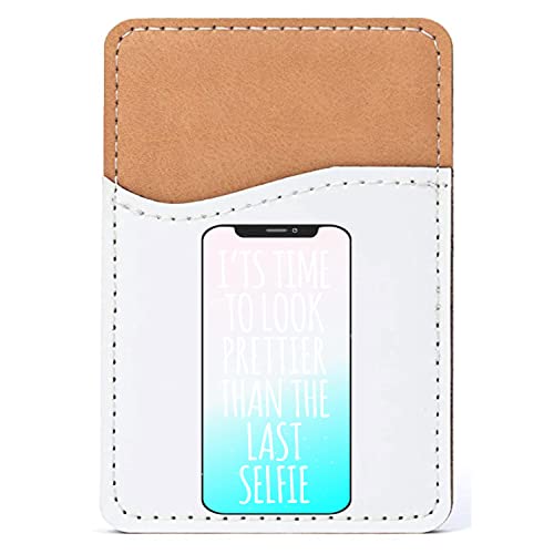 DistinctInk Adhesive Phone Wallet / Card Holder – Universal Vegan Leather Credit Card ID Adhesive Sleeve, Travel Light with Essential Items - Time To Look Prettier Than the Last Selfie