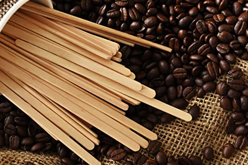 Makerstep 500 Wooden Coffee Stirrers 5.5 Inch with Storage Box, Sturdy Natural Birch Wood Coffee Stir Sticks. Eco-friendly, Splinter Free, Round Ends. BPA Free Swizzle Drinks Sticks