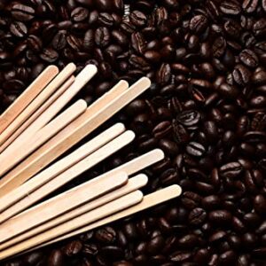 Makerstep 500 Wooden Coffee Stirrers 5.5 Inch with Storage Box, Sturdy Natural Birch Wood Coffee Stir Sticks. Eco-friendly, Splinter Free, Round Ends. BPA Free Swizzle Drinks Sticks