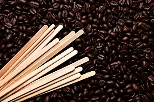 Makerstep 500 Wooden Coffee Stirrers 5.5 Inch with Storage Box, Sturdy Natural Birch Wood Coffee Stir Sticks. Eco-friendly, Splinter Free, Round Ends. BPA Free Swizzle Drinks Sticks