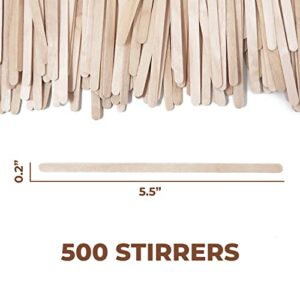 Makerstep 500 Wooden Coffee Stirrers 5.5 Inch with Storage Box, Sturdy Natural Birch Wood Coffee Stir Sticks. Eco-friendly, Splinter Free, Round Ends. BPA Free Swizzle Drinks Sticks