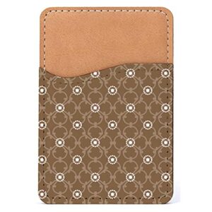 distinctink adhesive phone wallet / card holder – universal vegan leather credit card id adhesive sleeve, travel light with essential items - brown & pink floral pattern