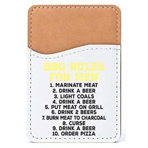 distinctink adhesive phone wallet / card holder – universal vegan leather credit card id adhesive sleeve, travel light with essential items - bbq rules for men