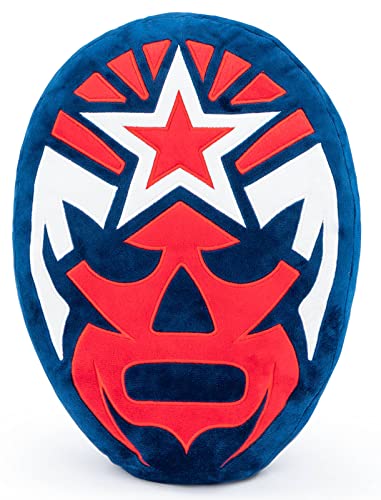 Legends of Lucha Libre Shaped Plush Pillow Featuring Mexican Masks of Luchador Wrestling Superstars - Super Soft Decorative Throw Pillow - Measures 15 Inches