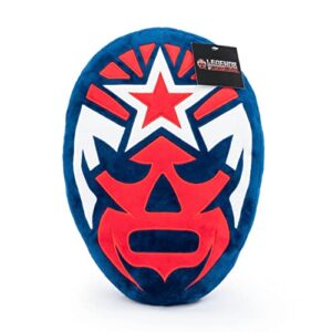 Legends of Lucha Libre Shaped Plush Pillow Featuring Mexican Masks of Luchador Wrestling Superstars - Super Soft Decorative Throw Pillow - Measures 15 Inches