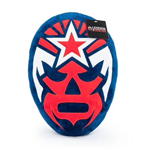 Legends of Lucha Libre Shaped Plush Pillow Featuring Mexican Masks of Luchador Wrestling Superstars - Super Soft Decorative Throw Pillow - Measures 15 Inches