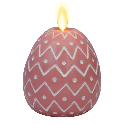 Luminara Rose Tan Egg Figural Flameless Moving Flame Candle, Unscented Real Wax LED Candle, Timer, Holiday Decoration Centerpiece (3"x4.25")