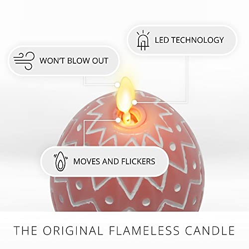 Luminara Rose Tan Egg Figural Flameless Moving Flame Candle, Unscented Real Wax LED Candle, Timer, Holiday Decoration Centerpiece (3"x4.25")