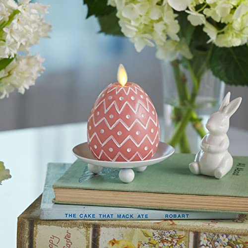 Luminara Rose Tan Egg Figural Flameless Moving Flame Candle, Unscented Real Wax LED Candle, Timer, Holiday Decoration Centerpiece (3"x4.25")