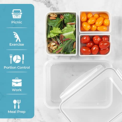 carrotez Food Storage Container with 3 Removable Compartments, Food Prep Container with Airtight Lids, Portion Control Container, Reusable, BPA Free, 6.3 Cup (1500ml)