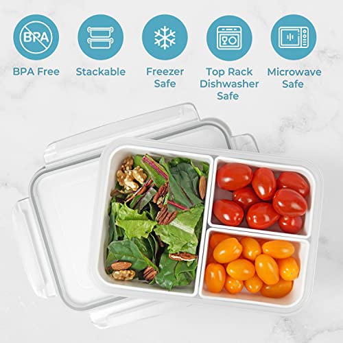 carrotez Food Storage Container with 3 Removable Compartments, Food Prep Container with Airtight Lids, Portion Control Container, Reusable, BPA Free, 6.3 Cup (1500ml)