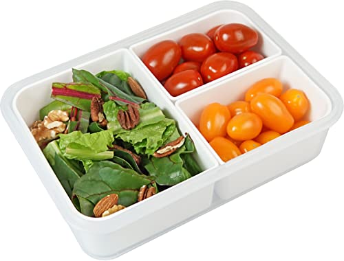 carrotez Food Storage Container with 3 Removable Compartments, Food Prep Container with Airtight Lids, Portion Control Container, Reusable, BPA Free, 6.3 Cup (1500ml)