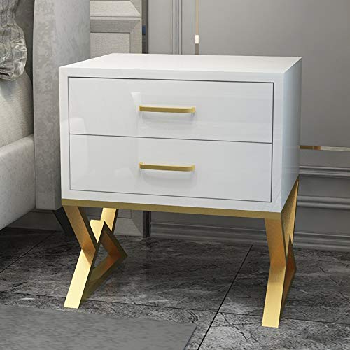 SJYDQ Iron Casting Golden Nightstand Coffee End Bedside Table Home Furniture Nightstand Cabinet Cupboard Bed Room