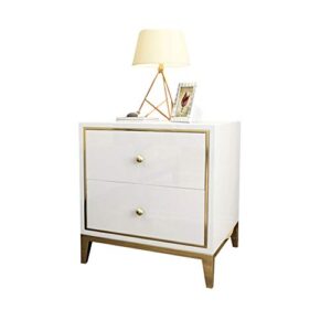 sjydq bedside cupboard bedroom nightstand wood night table gold-plating frame bedside locker with solid wood drawer