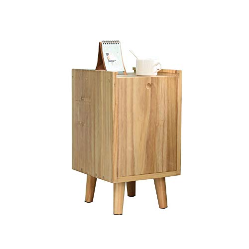 SJYDQ All Solid Wood Bedside Table Mini Storage Cabinet Small Apartment Simple European Bedside Cabinet Wood Color Bed