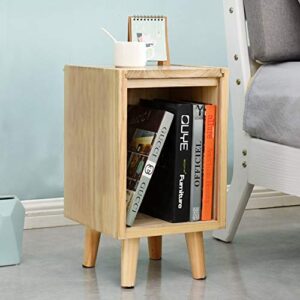 SJYDQ All Solid Wood Bedside Table Mini Storage Cabinet Small Apartment Simple European Bedside Cabinet Wood Color Bed