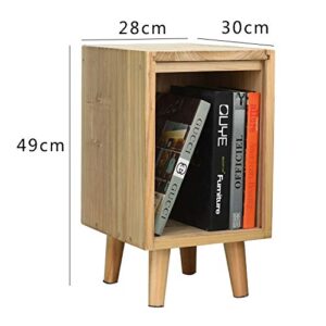 SJYDQ All Solid Wood Bedside Table Mini Storage Cabinet Small Apartment Simple European Bedside Cabinet Wood Color Bed