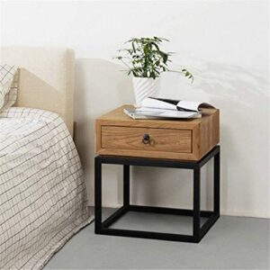 SJYDQ Vintage Nightstand Table, Sturdy Coffee Table with Metal Frame, Wood Accent Size 48x45x50cm