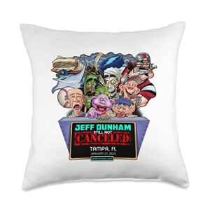 jeff dunham tampa, fl (2023) throw pillow, 18x18, multicolor