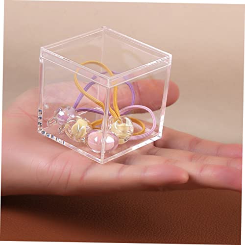 12pcs Items Cm Cases with Mini Container Showcase Candy Lid Cube Clear for Collectibles Storage Small Treat Stackable Plastic Cubes Display Square Case Acrylic Jewelry Containers