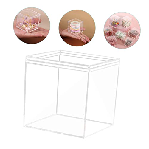 12pcs Items Cm Cases with Mini Container Showcase Candy Lid Cube Clear for Collectibles Storage Small Treat Stackable Plastic Cubes Display Square Case Acrylic Jewelry Containers