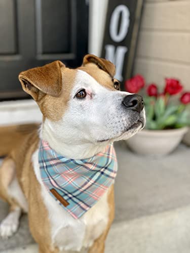 Sammy’s Sew Shop Valentine's Day Dog Bandana – Red, White, and Pink Patterned Pet Bandana, Tie Back, Premium Cotton and Flannel Fabric, Unique Design, Handmade in The USA, (Small, Bubble Gum Check)