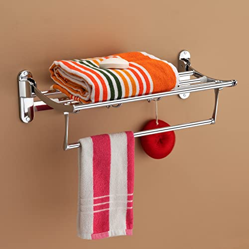 Reftol 18" Stainless Steel Towel Rack for Bathroom Towel Stand with Hook Bathroom Accessories, Best for Kitchen, Bathroom, Living Room, Storage Organizer, Kids Room