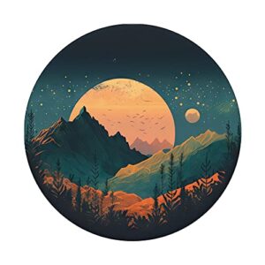 Boho Chic Floral Moon Mountain Forest Nature Retro Flower PopSockets Swappable PopGrip