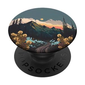 mountain wilderness sunset tree earthy forest floral flower popsockets standard popgrip