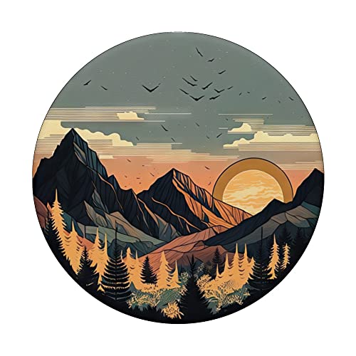 Boho Chic Floral Moon Mountain Forest Nature Retro Flower PopSockets Swappable PopGrip