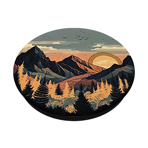 Boho Chic Floral Moon Mountain Forest Nature Retro Flower PopSockets Swappable PopGrip