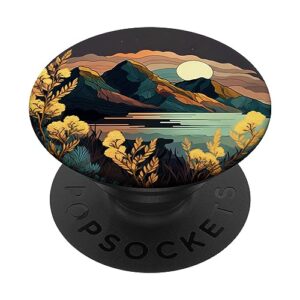 mountain wilderness moon boho earthy river floral flower popsockets standard popgrip