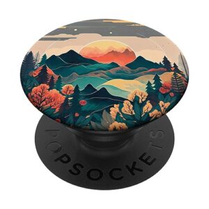 mountain wilderness sunset skyline tree river earthy forest popsockets standard popgrip