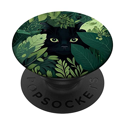 Cute Cat Hiding in Botanical Garden Aesthetic Funny Kitten PopSockets Swappable PopGrip