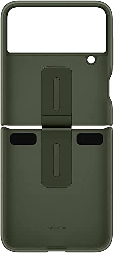 Samsung Galaxy Z Flip4 Silicone Cover with Ring, Protective Z Flip 4 Phone Case with Phone Ring, Matte Finish, Handheld Design, US Version, Green with Cleaning Cloth for Samsung Z Flip 4