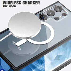 Encased 2-in-1 Magnetic Wireless Charger with Case for Samsung Galaxy S23 Ultra - MagSafe Compatible Charger is Included (2023 Ultra-6.8") Clear