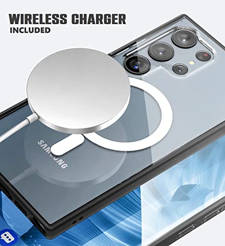 Encased 2-in-1 Magnetic Wireless Charger with Case for Samsung Galaxy S23 Ultra - MagSafe Compatible Charger is Included (2023 Ultra-6.8") Clear